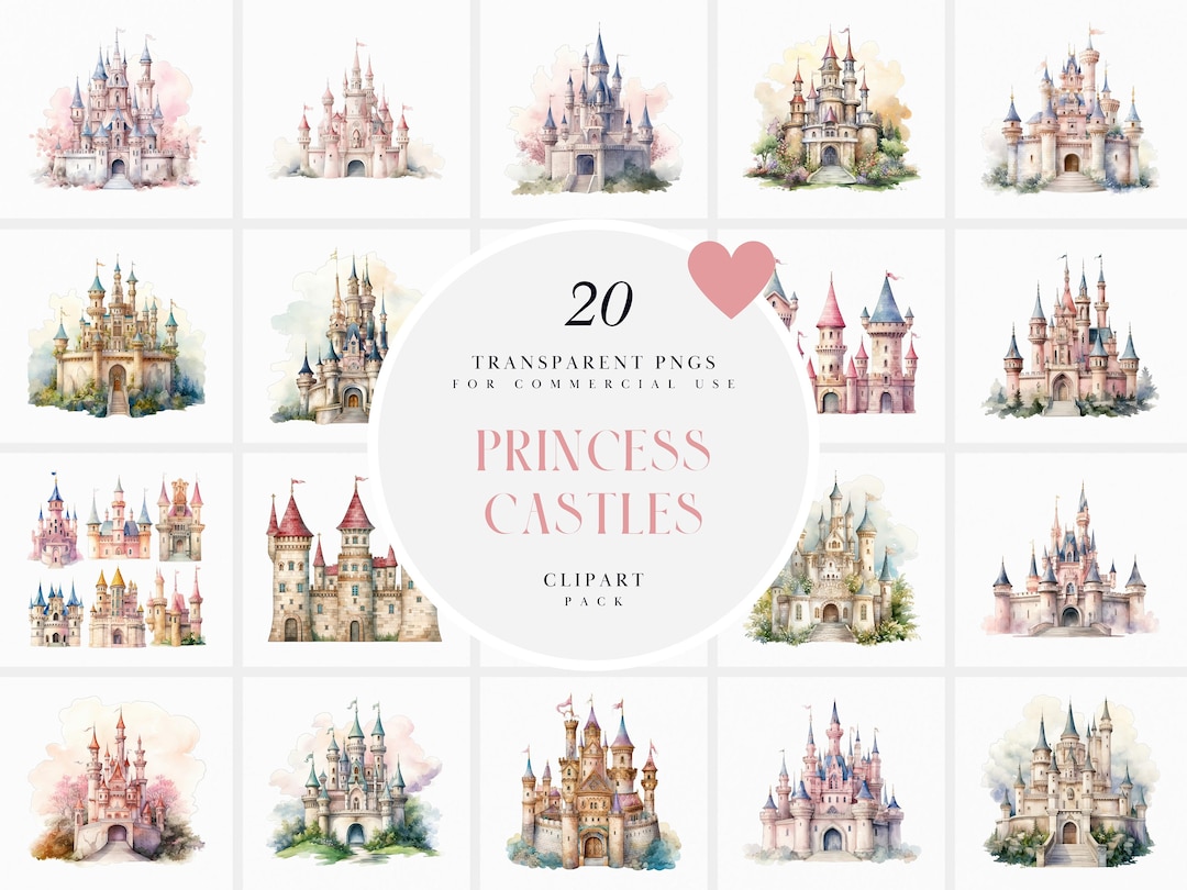 Watercolor Princess Castle Clipart, Pink Fairytale Castles Clipart ...