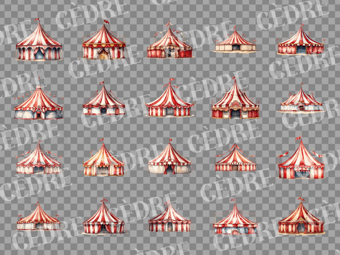 Watercolor Circus Tent Clipart, Circus Tents Clipart, Carnival Tent ...