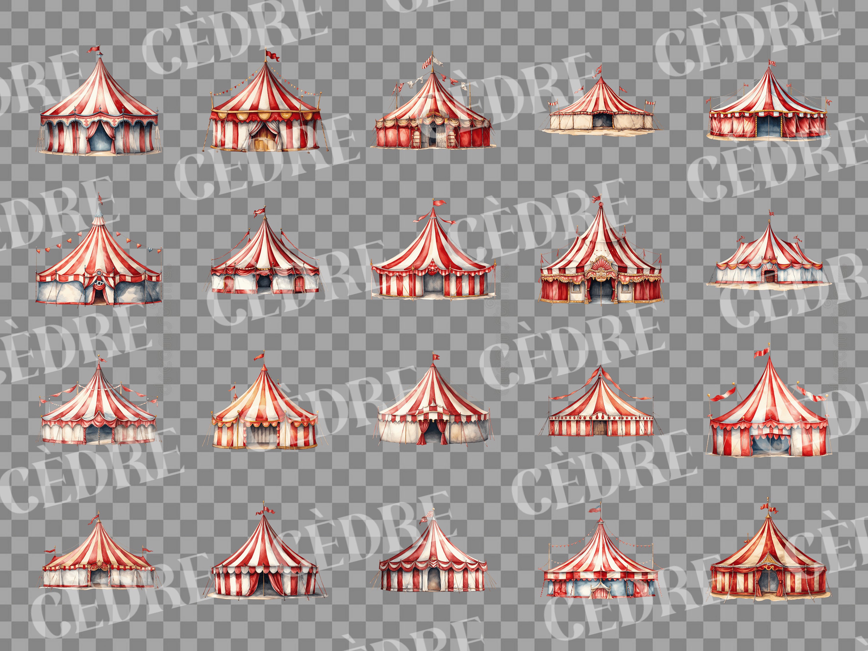 Watercolor Circus Tent Clipart, Circus Tents Clipart, Carnival Tent ...
