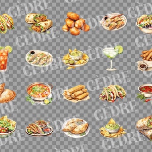 Watercolor Mexican Cuisine Clipart, Mexican Food Clipart, Texmex ...