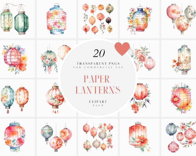 Chinese Lantern Clipart, Vintage Clipart, Retro Clip Art, Paper ...