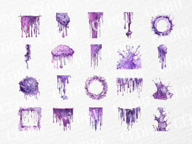 Watercolor Purple Slime Clipart, Dripping Slime Clipart, Slime Drip ...