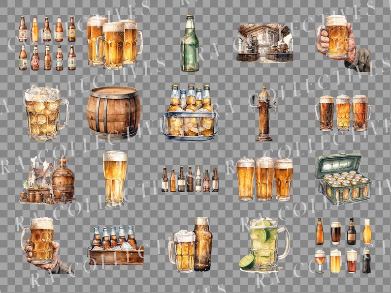 Watercolor Cold Beer Clipart Cold Beers Drinks Pub Clipart - Etsy UK