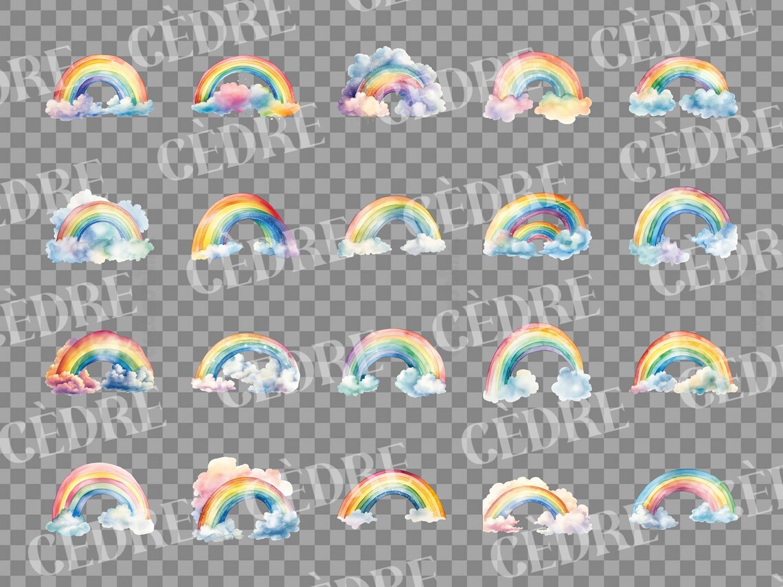 Watercolor Rainbow Clipart, Cute Rainbows Clipart, Children Nursery ...