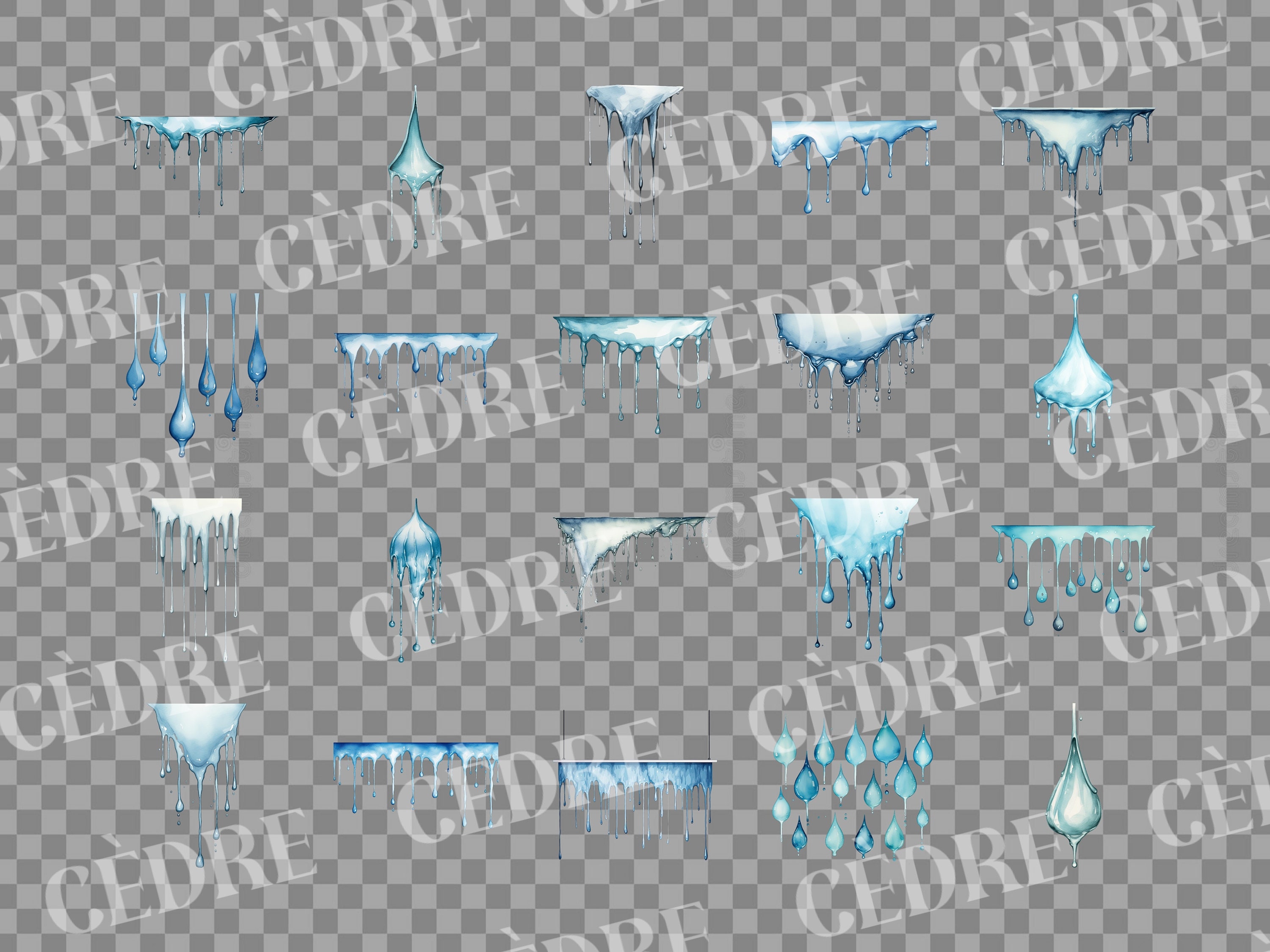 Watercolor Dripping Water Clipart, Water Droplets Clipart, Water Splash ...