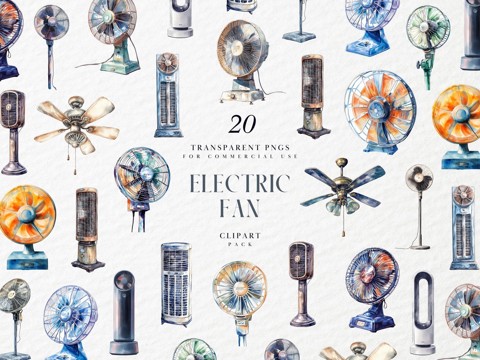 Watercolor Electric Fan Clipart, Electric Fans Present Clipart ...