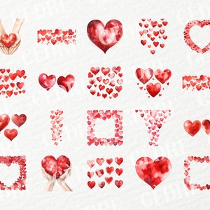 Watercolor Red Hearts Clipart, Red Heart Clipart, Red Heart Shape ...