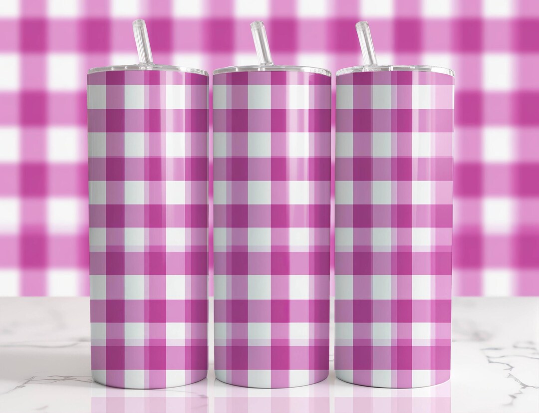 20 Oz Skinny Tumbler Wrap, Magenta Gingham, Farmhouse Checks, Straight ...