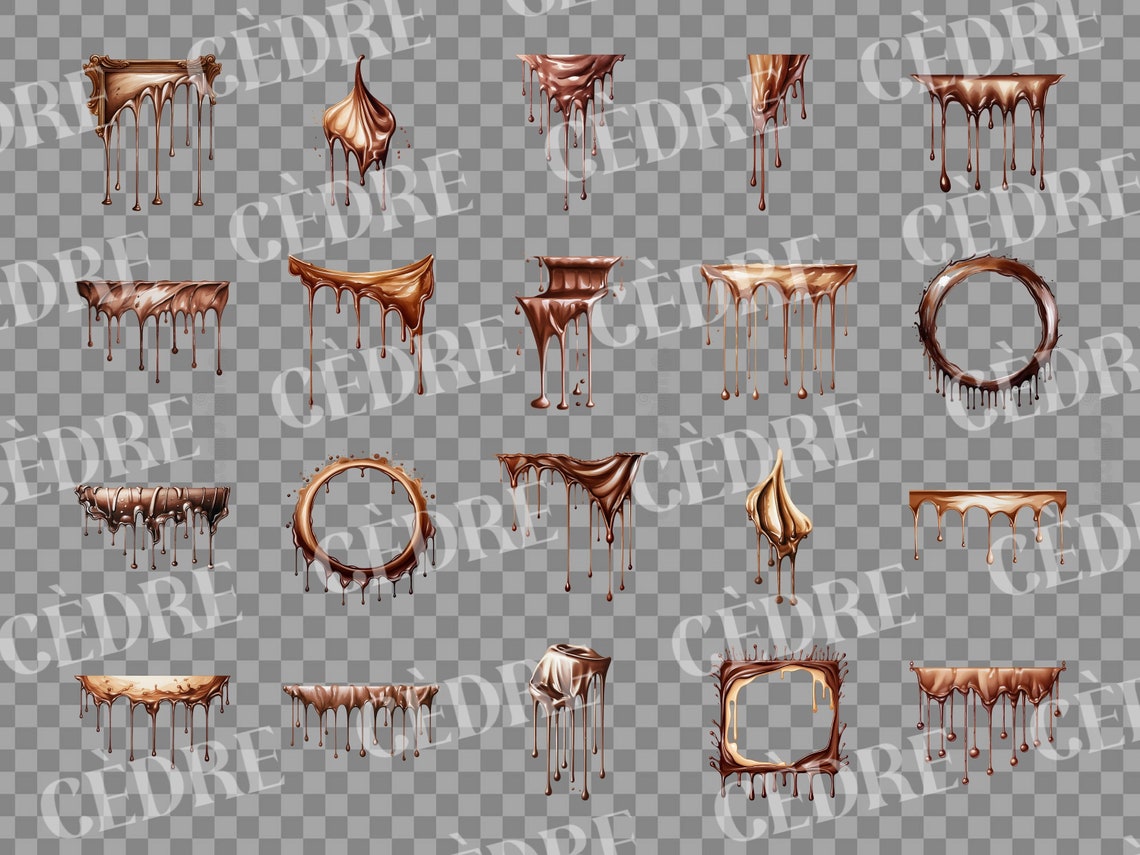 Watercolor Dripping Chocolate Clipart, Chocolate Dessert Drips Clipart ...