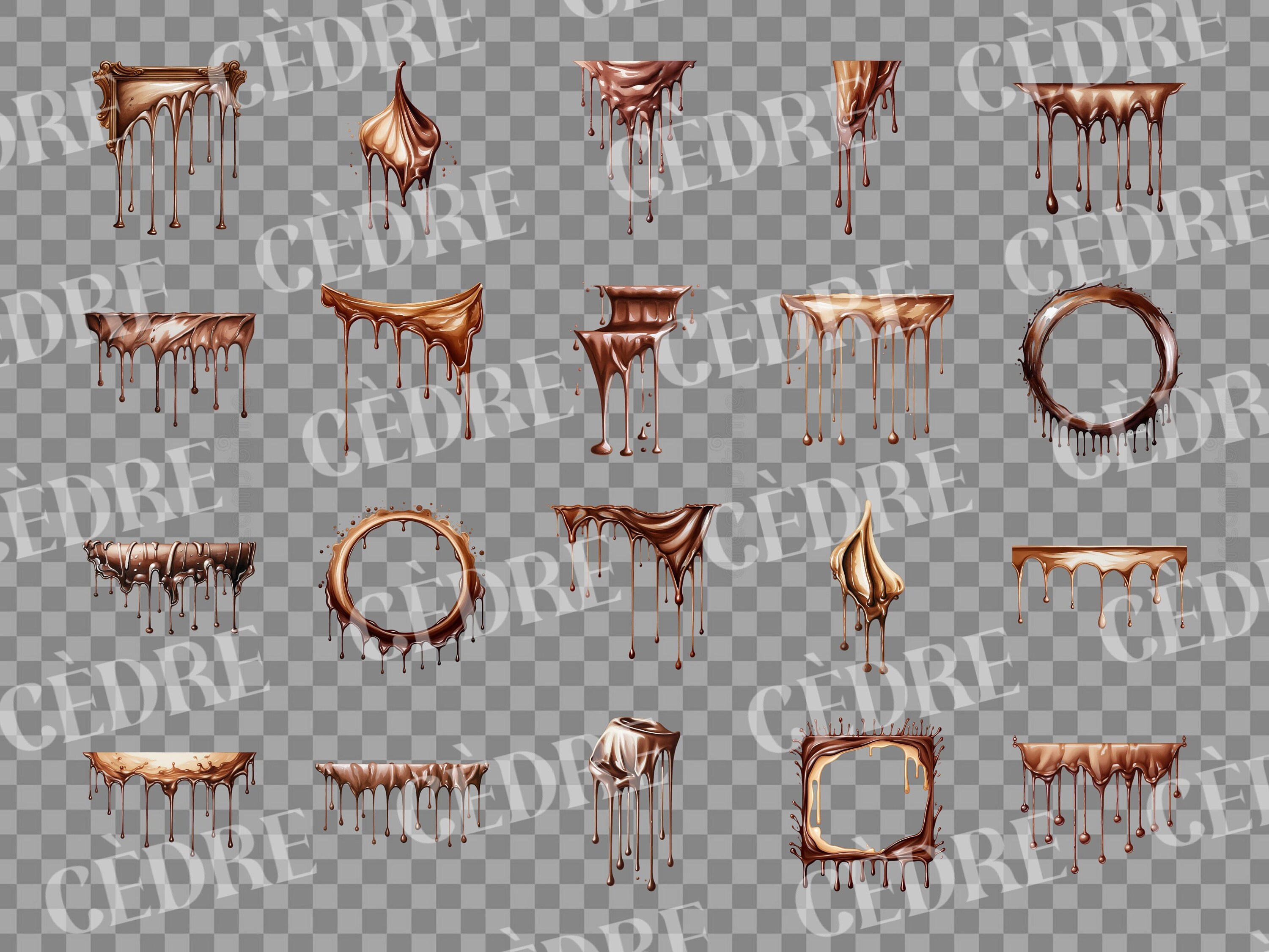 Watercolor Dripping Chocolate Clipart, Chocolate Dessert Drips Clipart ...