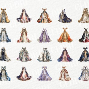 Watercolor Princess Gown Clipart, Regal Royalty Princess Dress Clipart ...