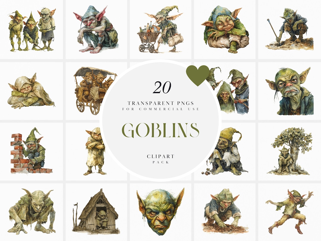 Watercolor Fantasy Goblin Clipart, Magical Goblins Clipart, Fantasy ...
