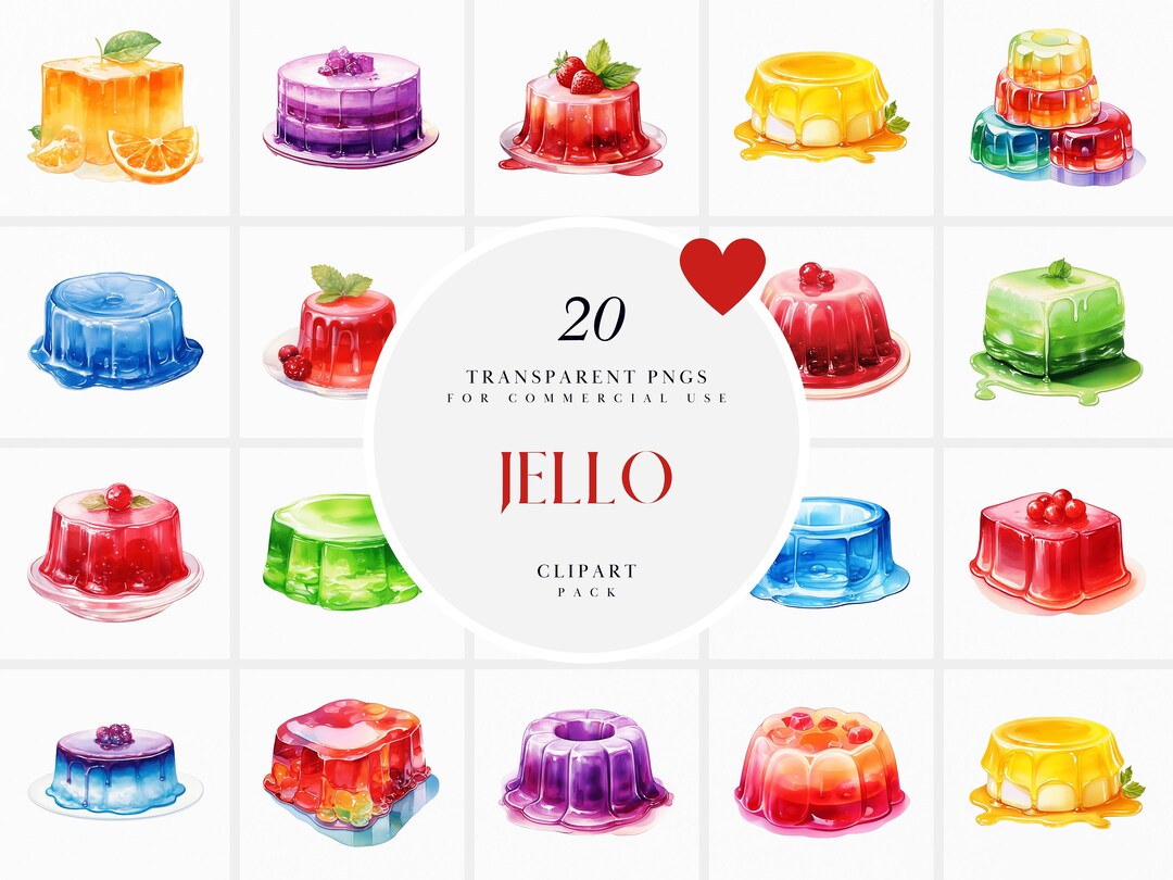Watercolor Sweet Jello Clipart, Jello Dessert Clipart, Colourful Jello ...