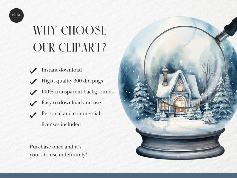 Watercolor Snowglobes Clipart, Cold Snowy Snowglobe Clipart, Winter ...