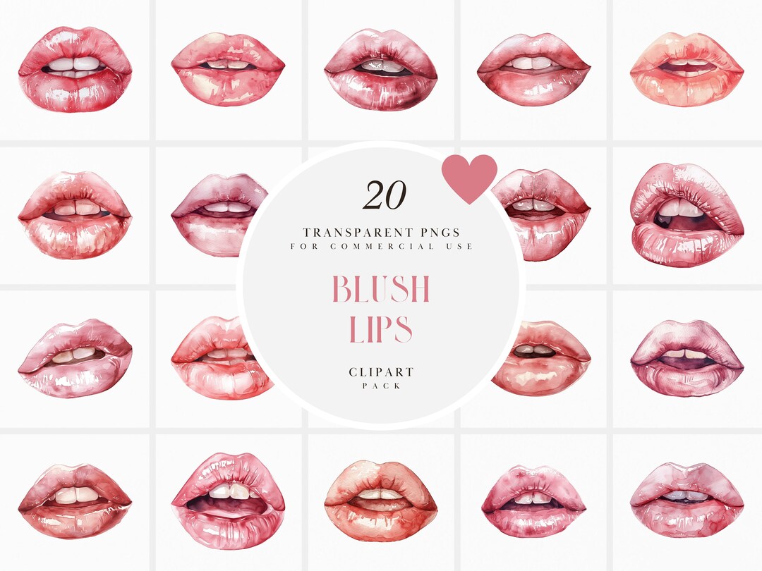 Watercolor Blush Pink Lips Clipart, Women's Pastel Lips Clipart ...