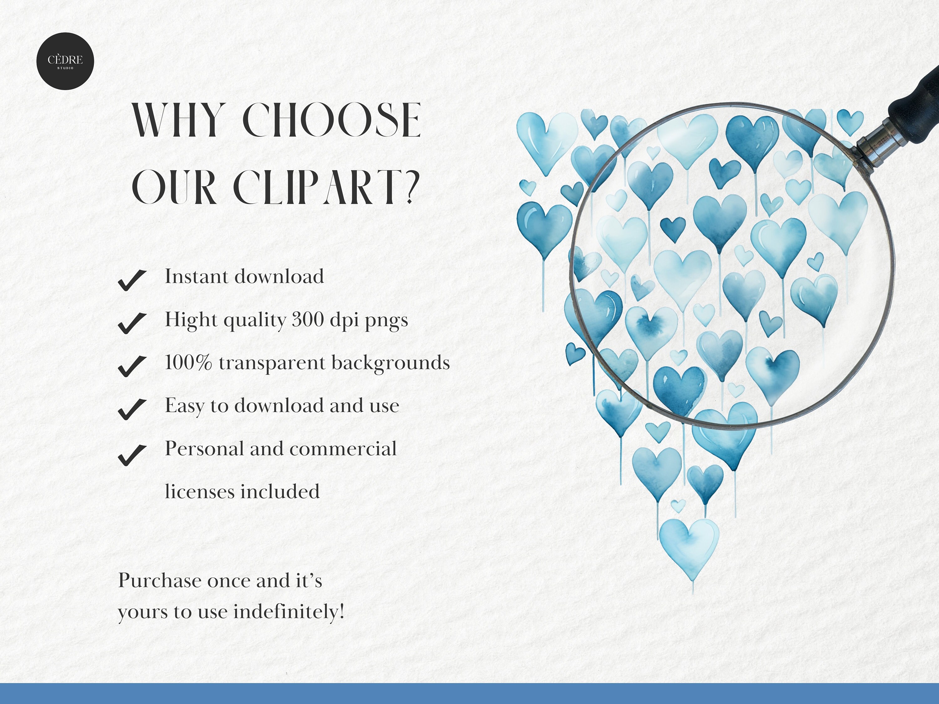 Watercolor Blue Hearts Clipart, Blue Heart Clipart, Heart Shape Clipart ...