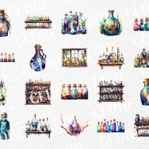 Watercolor Magical Potions Clipart, Fantasy Magic Potions, Whimsical ...