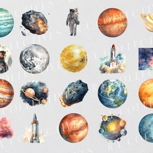 Watercolor Outer Space Clipart, Planets Clipart, Solar System Clipart ...