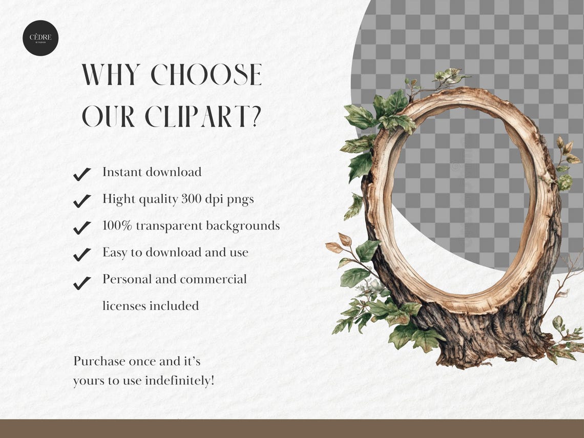 Watercolor Woodland Frames Clipart, Rustic Tree Branch Borders, Forest ...