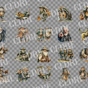 Watercolor Fantasy Hobbit Clipart, Magical Hobbits Clipart, Fantasy ...