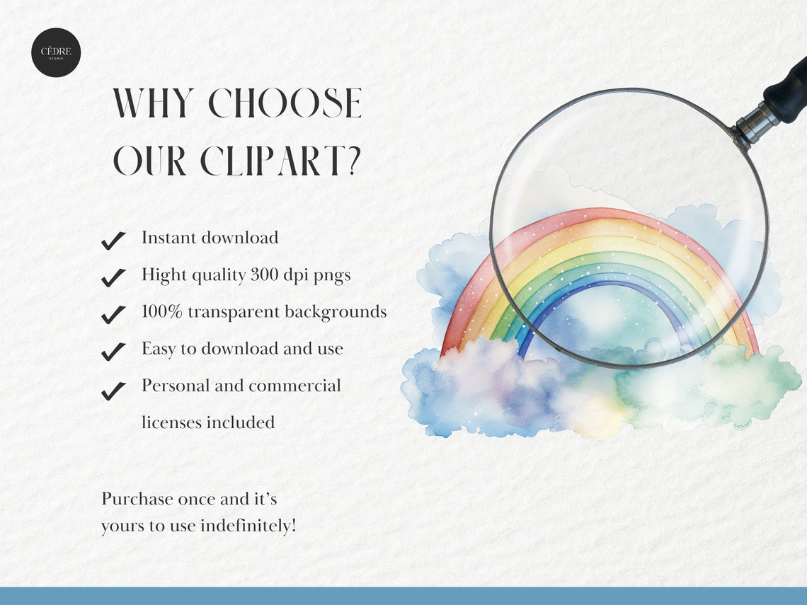 Watercolor Rainbow Clipart, Cute Rainbows Clipart, Children Nursery ...