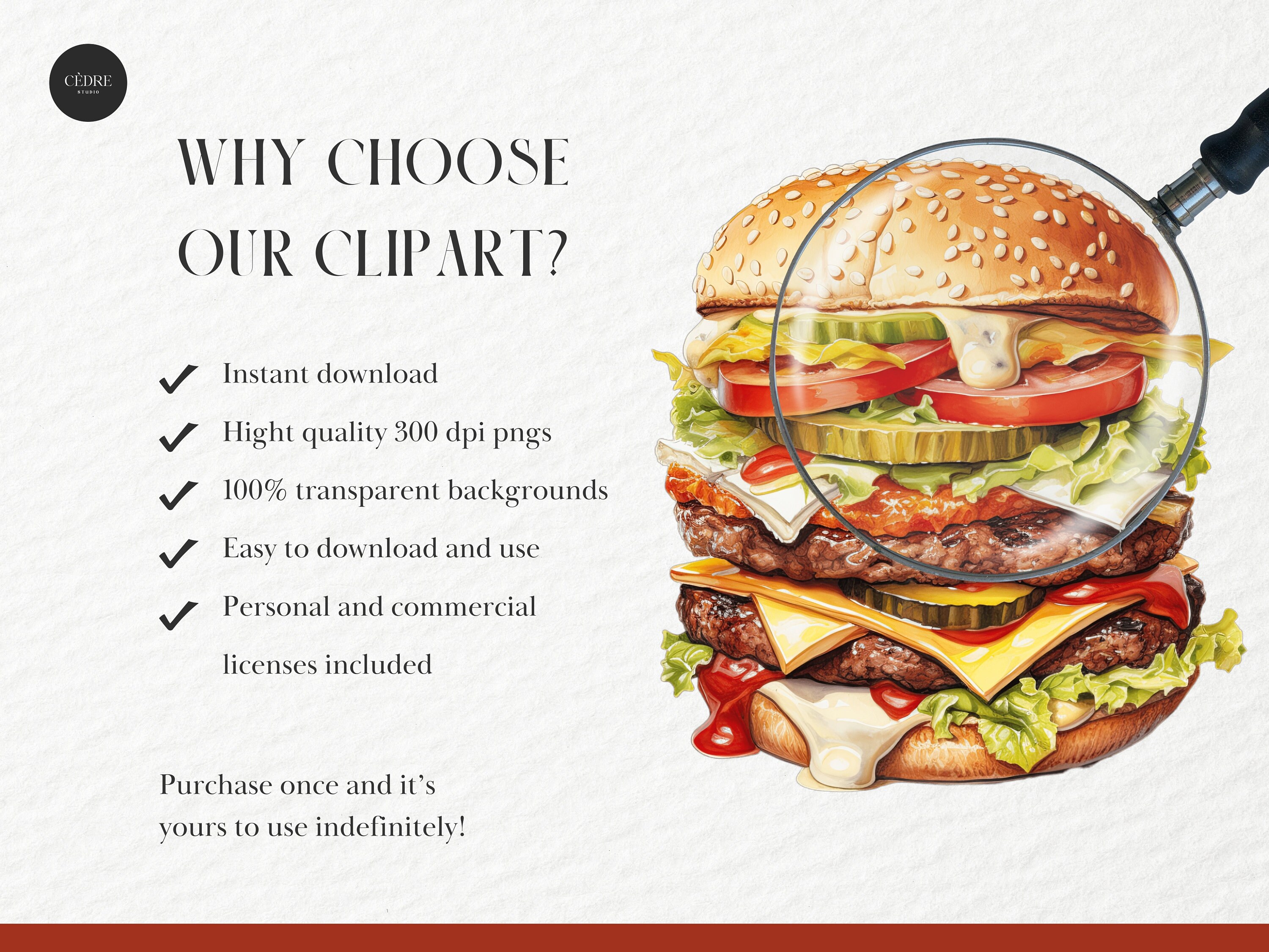 Watercolor Hamburger Clipart, Cheeseburger Clipart, Burgers Clipart ...