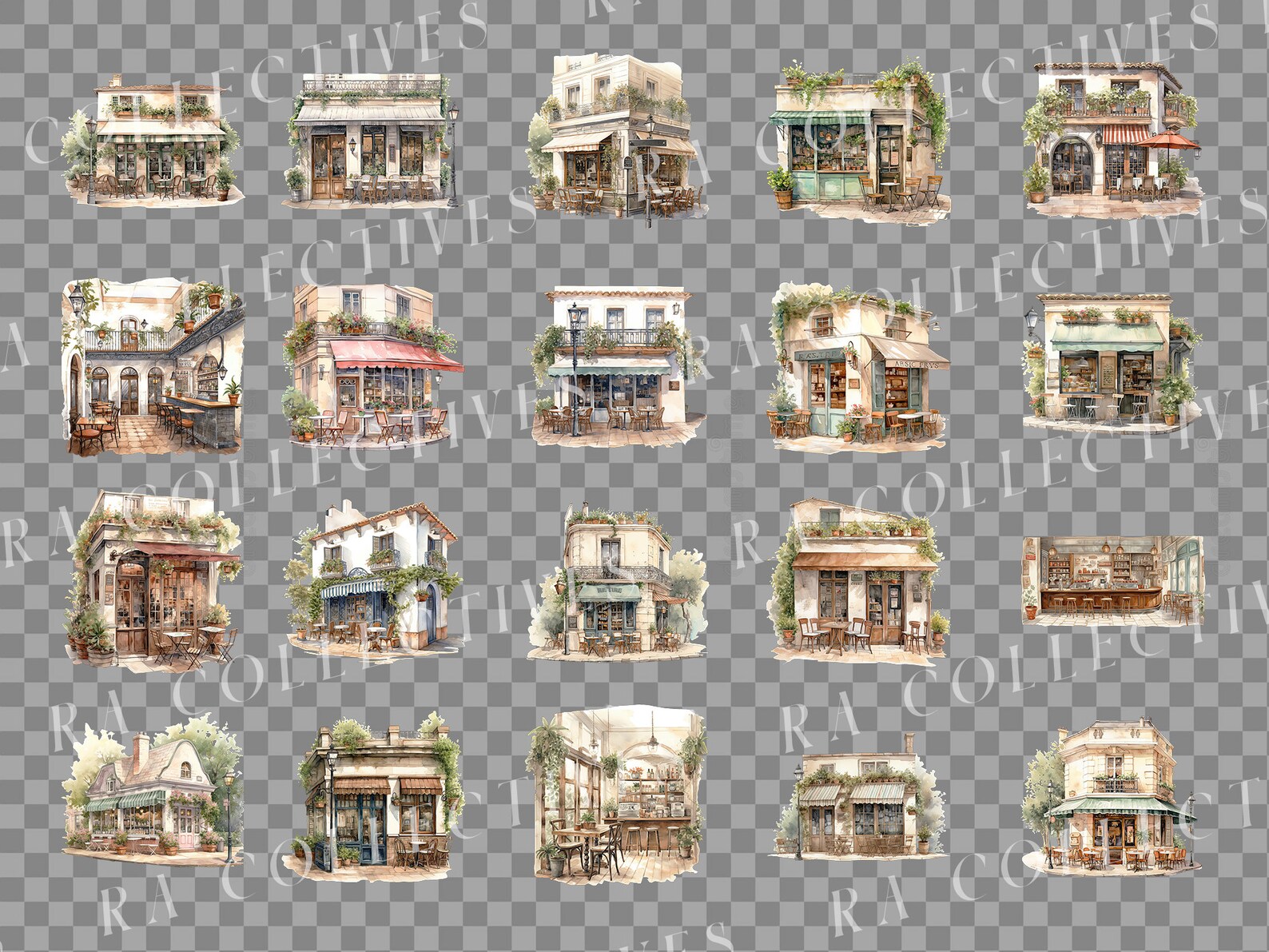 Watercolor European Cafe French Cafes Clipart Parisian - Etsy