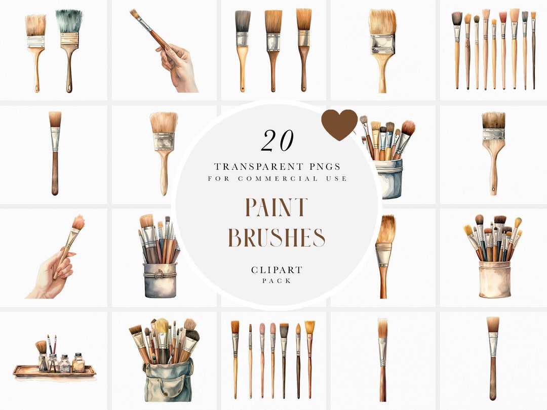 Watercolor Paint Brushes Clipart, Artists Paint Brush Clipart, Painting ...