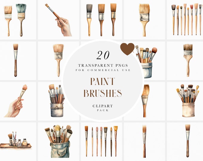 Paint Brushes - Digital Clip Art - Art Supplies - Art Party - Personal ...