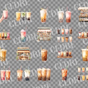 Watercolor Bubble Tea Clipart, Boba Tea Clipart, Drink Milk Tea Clipart ...