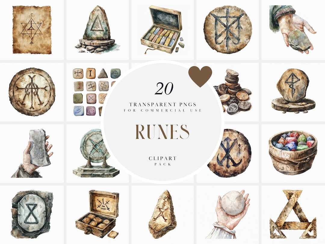 Watercolor Runes Clipart, Magical Rune Clipart, Wiccan, Witch Elements ...