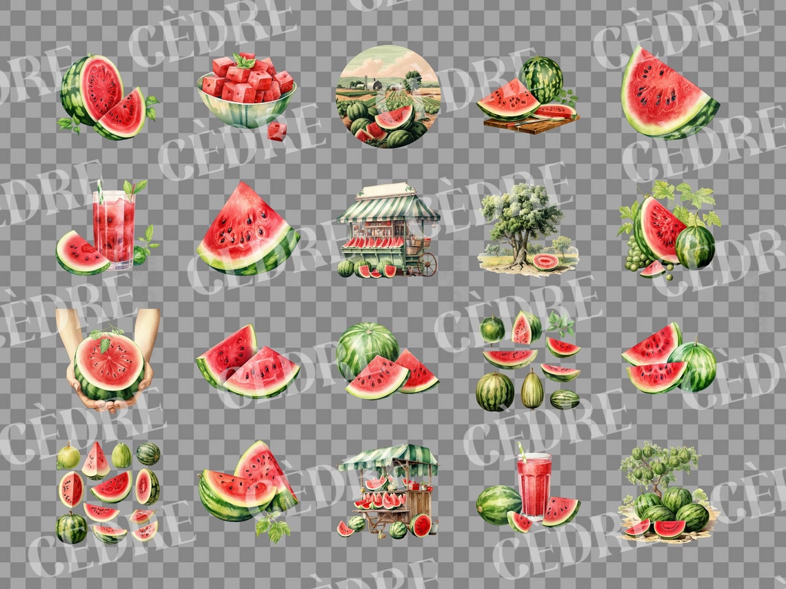 Watercolor Watermelon Clipart, Refreshing Watermelons Clipart, Summer ...