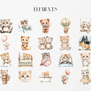 Watercolor Teddy Cat Clipart, Adorable Baby Kitten, Stuffed Animal ...