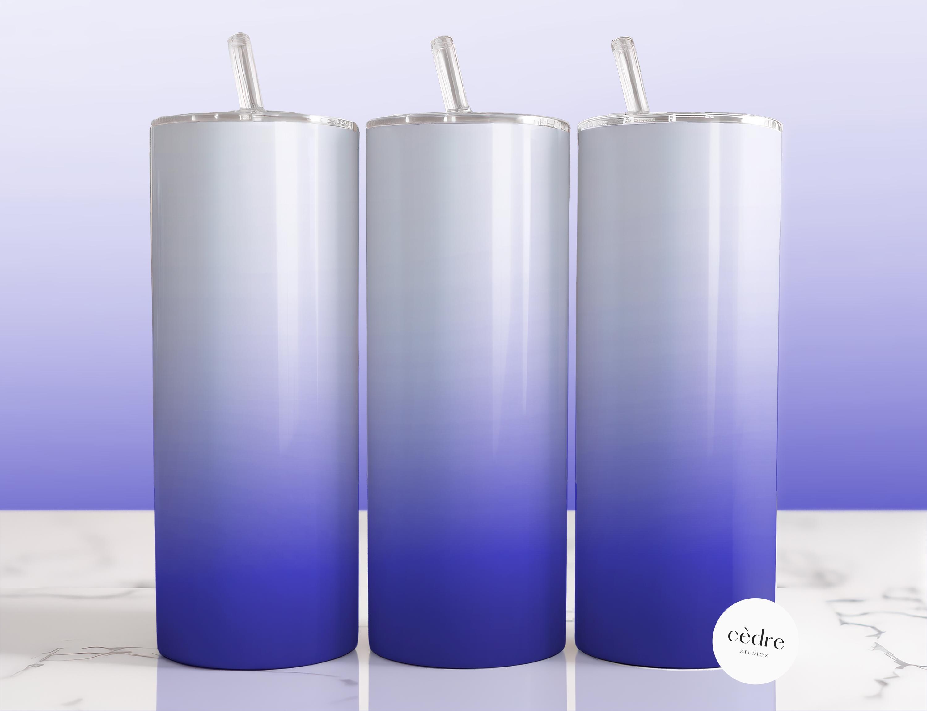 20 Oz Skinny Tumbler Wrap, Ombre Indigo to White, Gradient, Straight ...