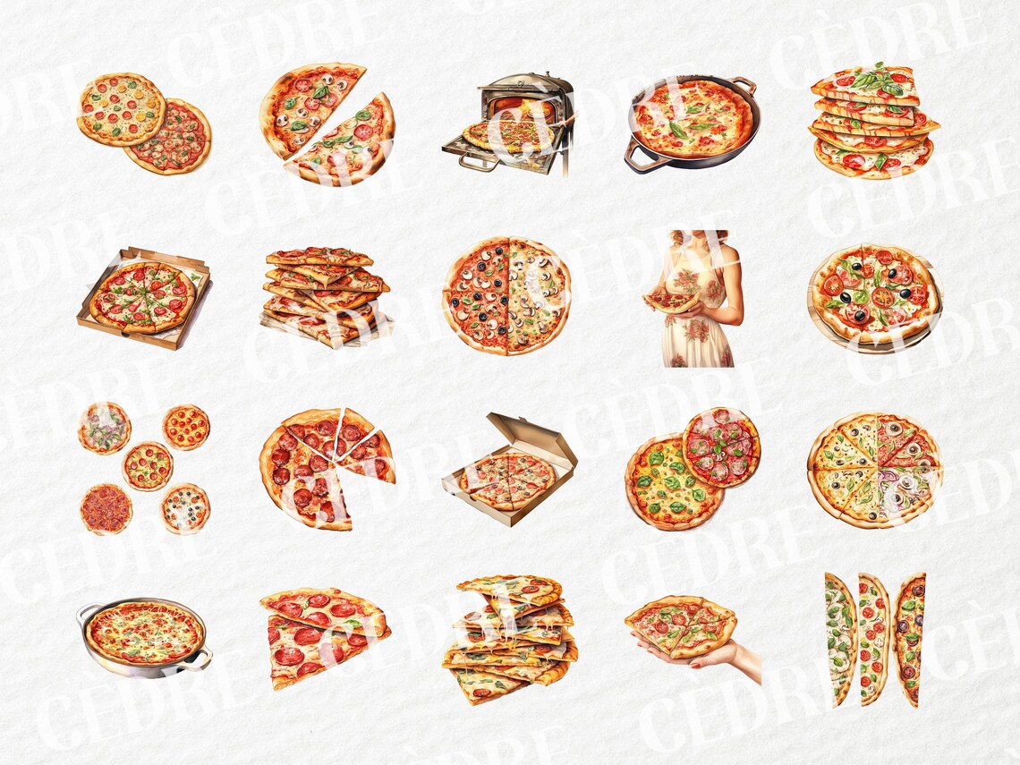 Watercolor Pizza Clipart, Pizza Slice Clipart, Party Pizza Box Clipart ...
