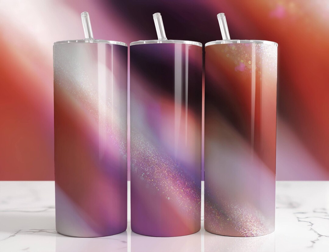 20 Oz Skinny Tumbler Wrap, Sparkly Abstract Design, Glittery, Straight ...