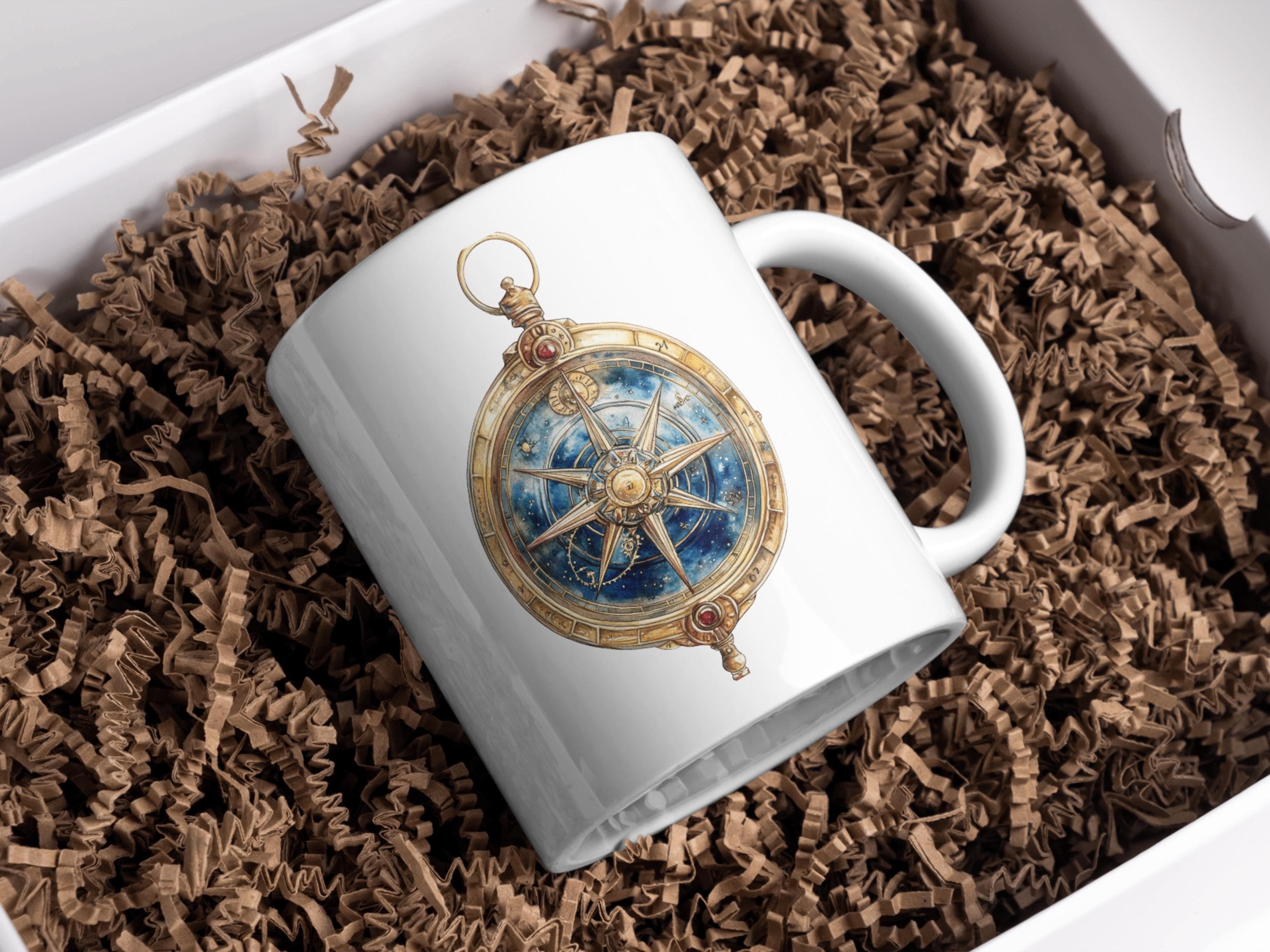 Watercolor Magical Astrolabe Clipart, Celestial Navigation Fantasy ...