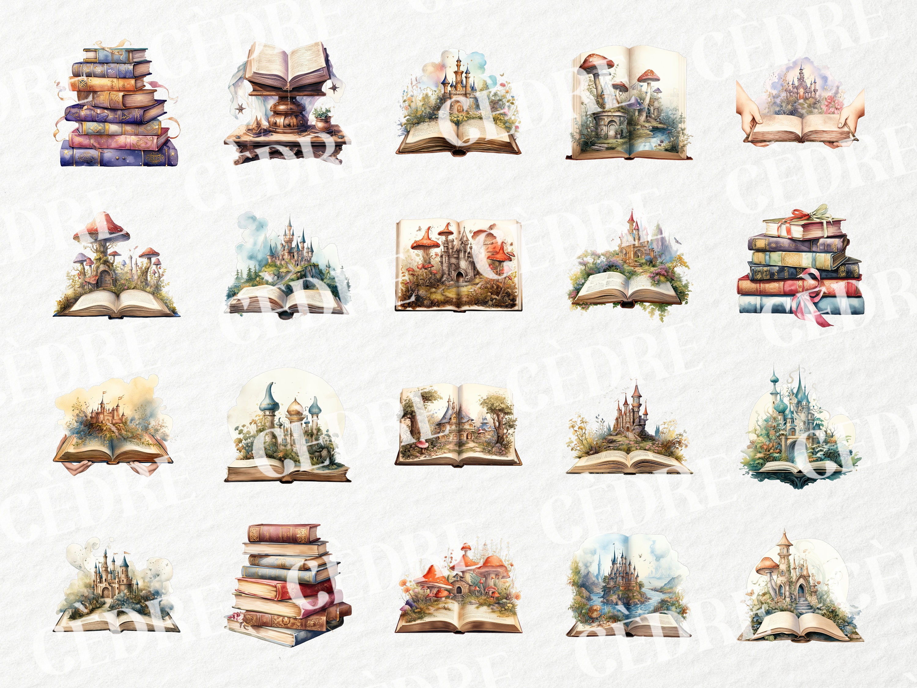 Watercolor Fairytale Book Clipart, Fairytale Story Books Clipart, Magic ...