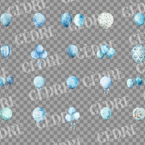Watercolor Blue Balloon Clipart, Blue Balloons Clipart, Birthday Party ...