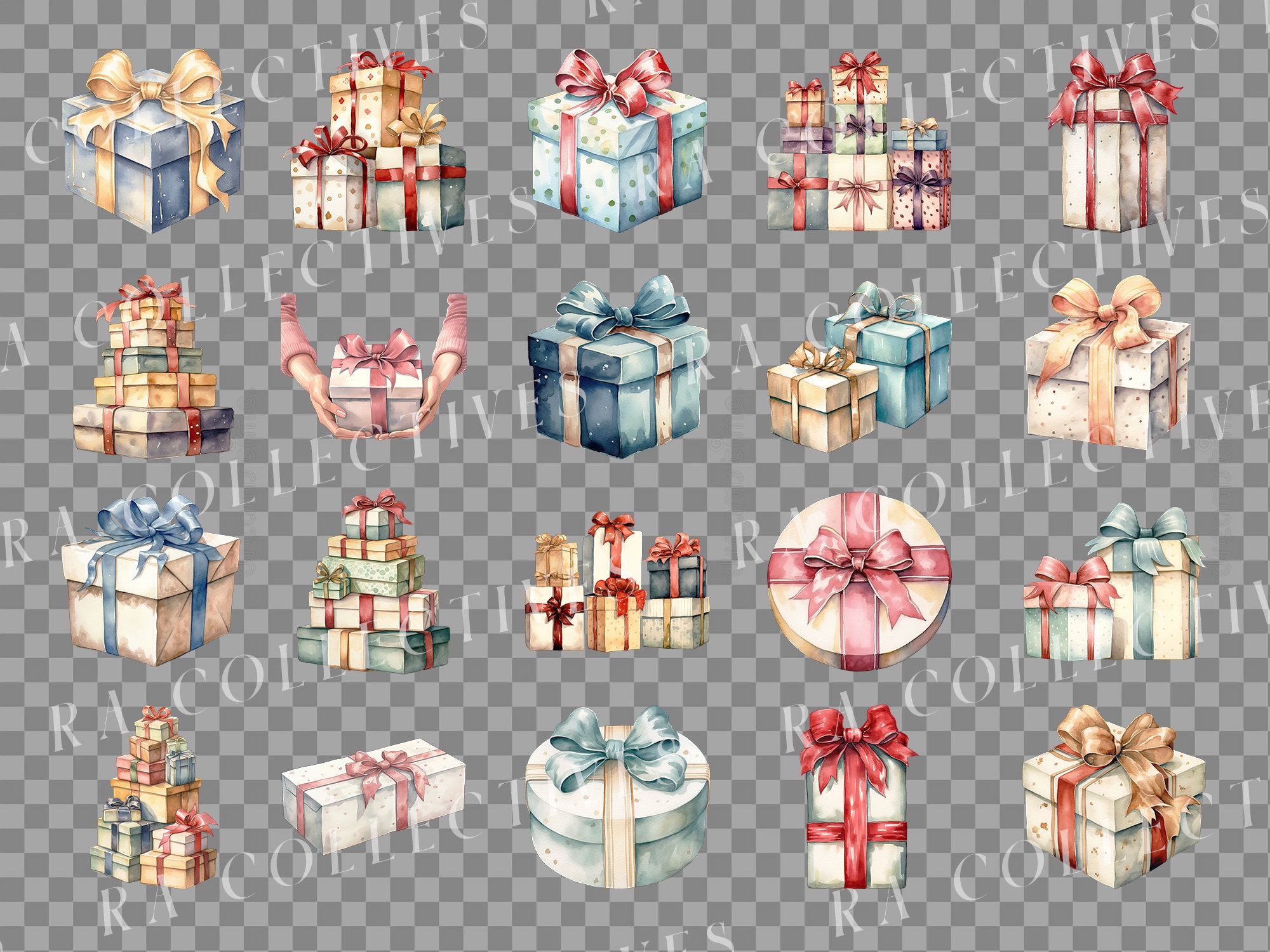 Watercolor Gift Box Clipart, Gift Boxes Present Clipart, Birthday ...