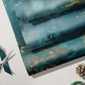 Teal and Gold Digital Textures, Dark Teal and Golden Digital Papers ...