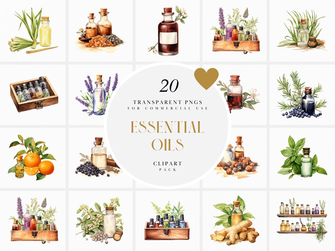 Watercolor Essential Oils Clipart, Essential Oil Clipart, Diffuser Oil ...