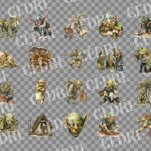 Watercolor Fantasy Goblin Clipart, Magical Goblins Clipart, Fantasy ...