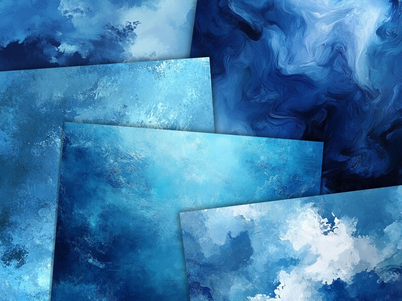 Abstract Blue Digital Papers, Boho Blue Digital Backgrounds, Wallpapers ...