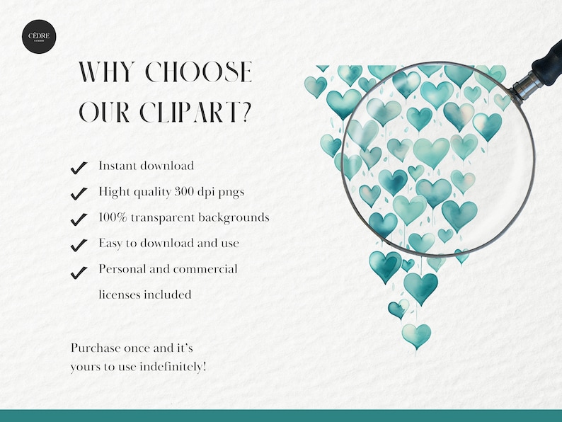 Watercolor Teal Hearts Clipart, Teal Heart Clipart, Heart Shape Clipart ...