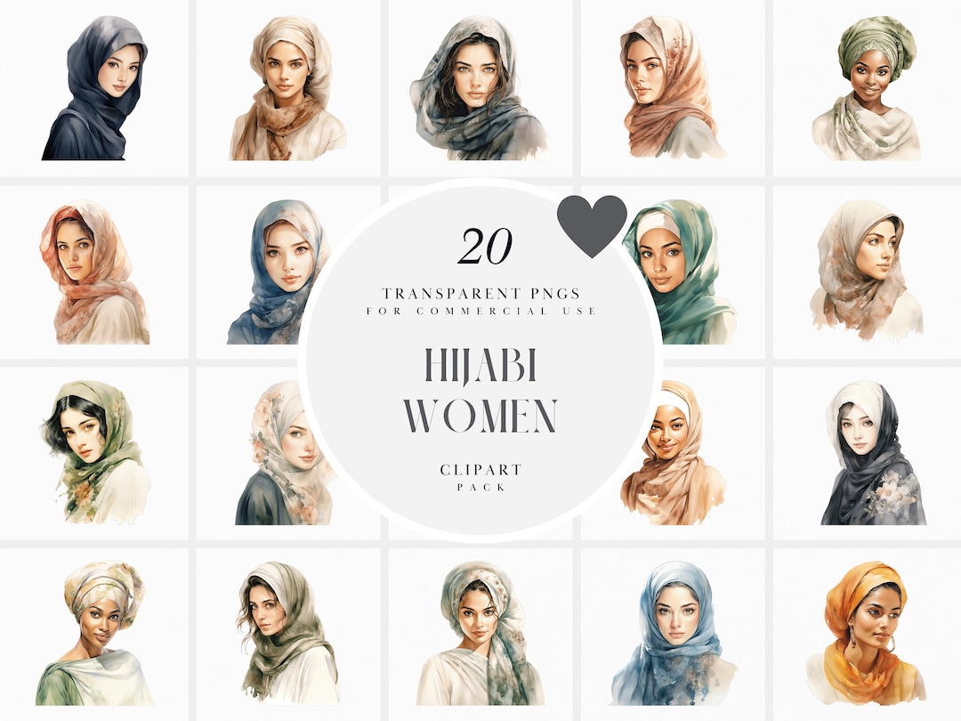 Watercolor Pretty Hijabi Woman Clipart, Beautiful Hijabi Women Clipart ...