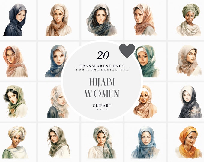 Hijabi Women Clipart Set - Islamic Words Clipart Set - Muslim Ladies ...