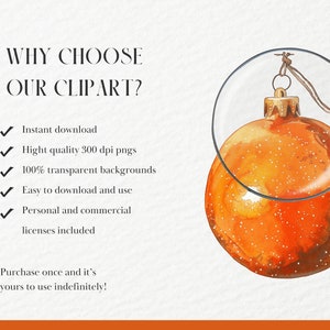 Watercolor Orange Baubles, Christmas Globes, Christmas Tree Ornaments ...