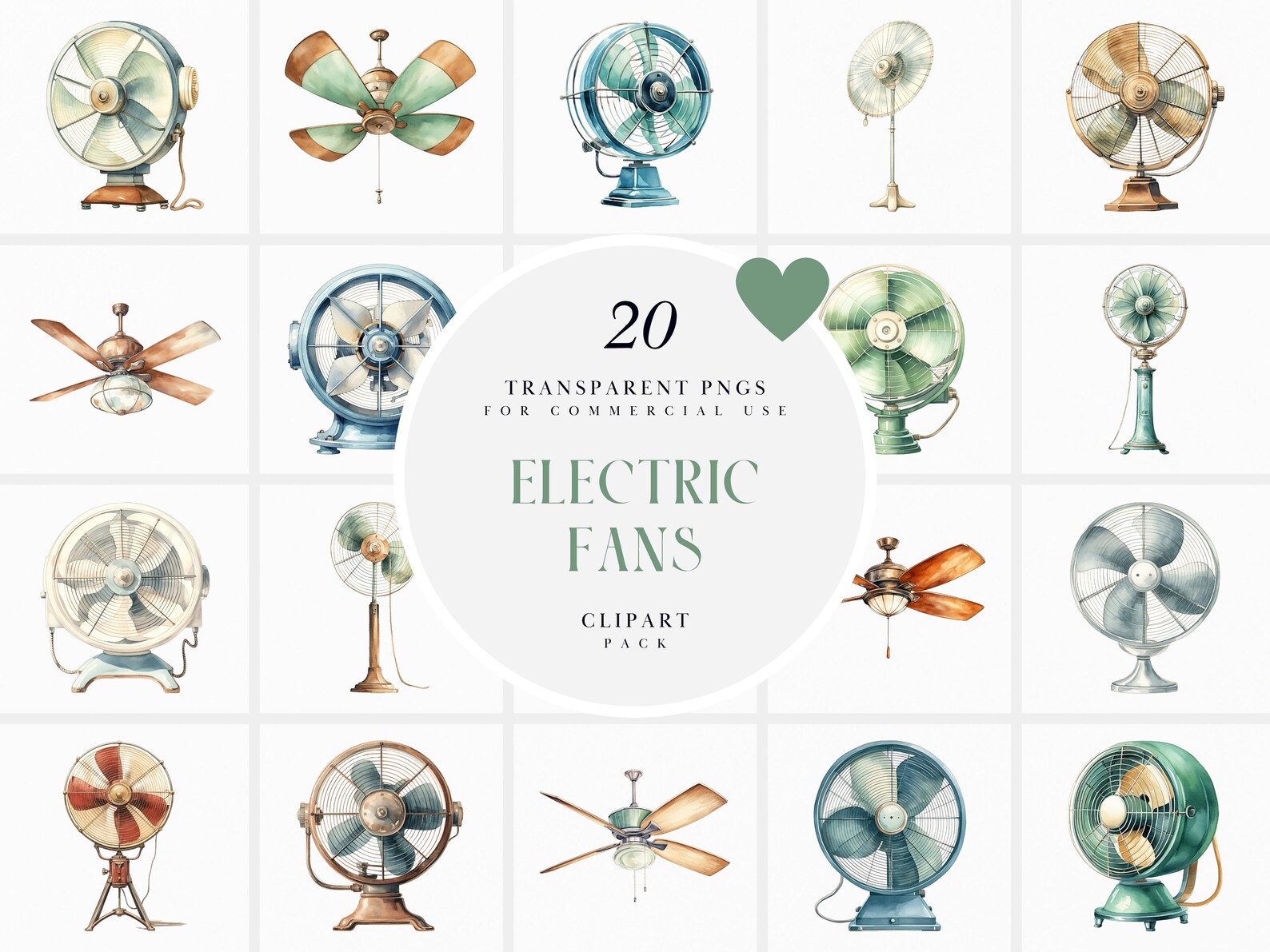 Watercolor Electric Fan Clipart, Electric Fans Present Clipart ...