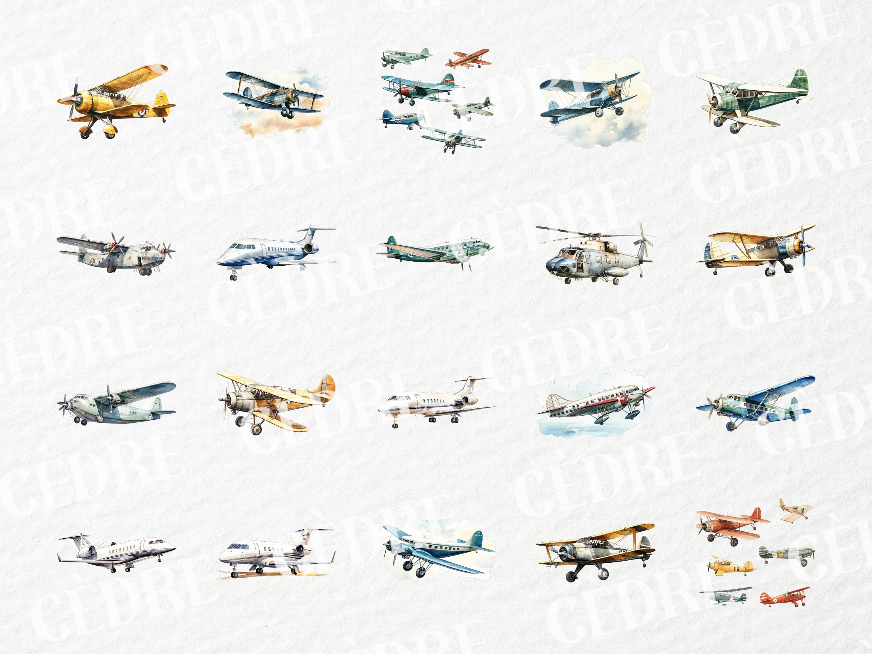 Watercolor Airplanes Clipart, Airplane Clipart, Commercial Private Jet ...